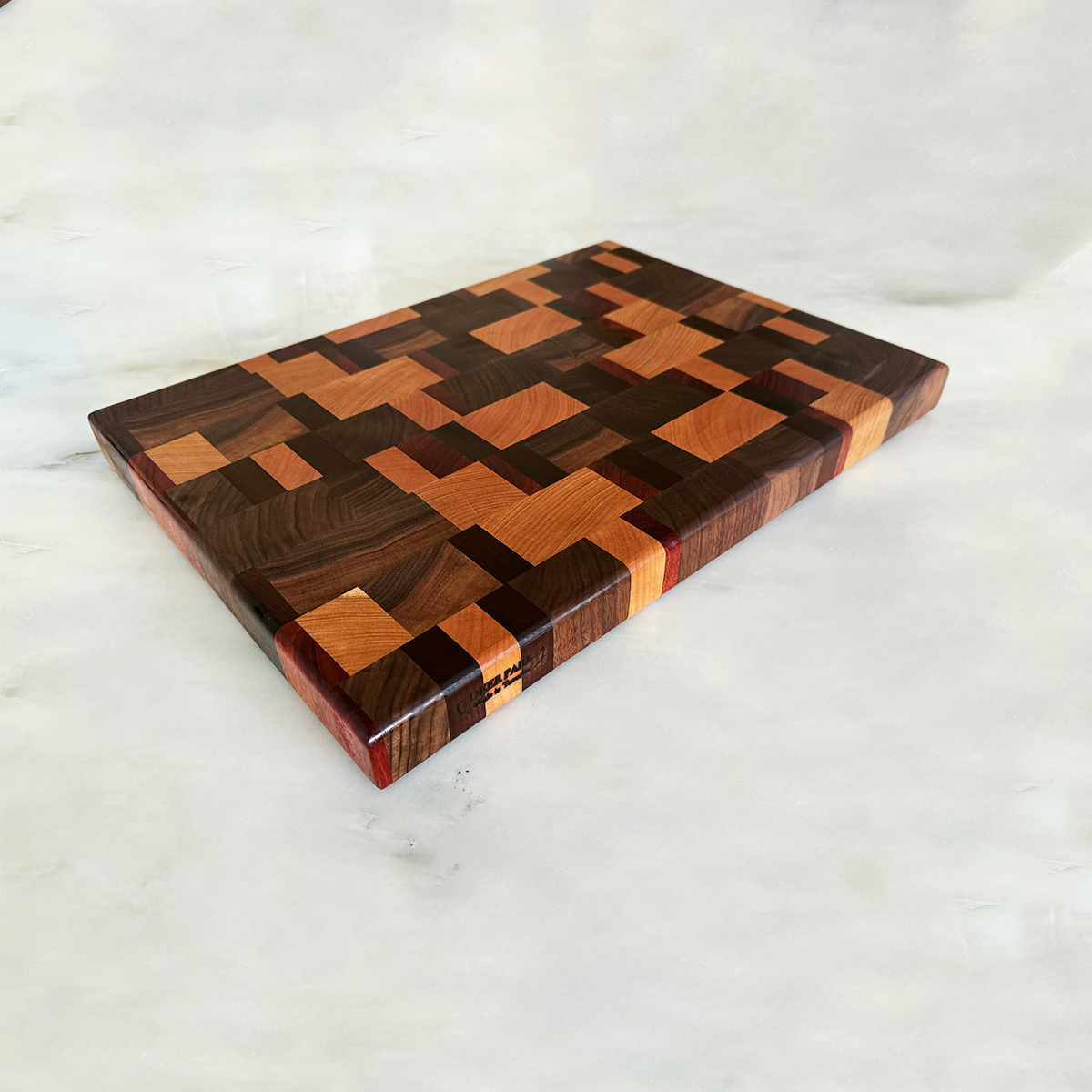 Walnut + Toasted Maple + Cherry + Bloodwood End Grain Cutting Board "T